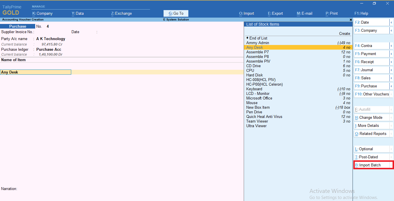 Import Inventory Details In Voucher Entry From Excel To Tally Import 